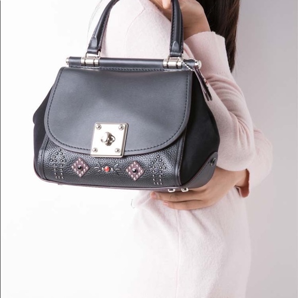 Coach | Bags | Coach Drifter Western Rivet Womens Handbag Black Leather ...